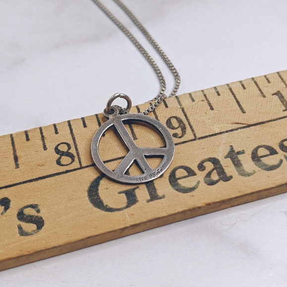 Jewelry | Sterling Silver Peace Sign Pendant Necklace | Poshmark